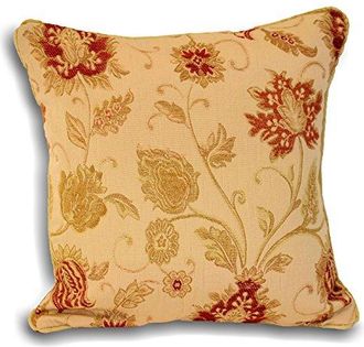 Riva Paoletti Zürich Champagner Floral Chenille Jacquard Kissenbezug Paar 55 x 55 cm (Zwei Kissen)