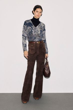 Gerard Darel Pull V imprim&eacute; en laine - RHEA - Marine