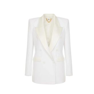 Elisabetta Franchi Doppellagiger Blazer aus Krepp und Satin - - Jackets - Damen - Wei&szlig; - S
