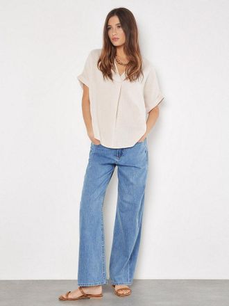 Apricot Klassische Bluse Top aus Baumwolle in flie&szlig;ender Ware