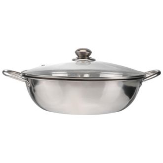 Hemoton Edelstahl Hot Pot mit Trennwand Shabu Shabu Topf 28 cm Dual Kochtopf mit Deckel Suppe Kochgeschirr f&uuml;r Home Kochfeld Induktion Gasherd