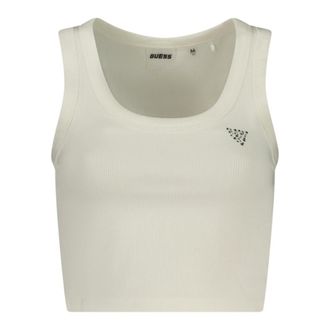Guess Femme, Tops, Blanc, Taille: 44 FR D&eacute;bardeur en maille c&ocirc;tel&eacute;e