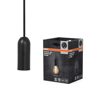 Osram Suspension Vintage 1906 ROUND E27, noire, max. 25 W (LED 15 W), culot E27, rosace ronde, suspension dintérieur, à combiner avec des lampes 1906, à com