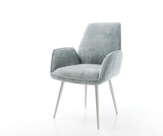 DELIFE Esszimmerstuhl Zoa-Flex Chenille Pastellblau 4-Fu&szlig; konisch Edelstahl Taschenfederkern, Esszimmerst&uuml;hle