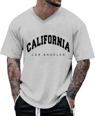 Generic T-shirt surdimensionn&eacute; pour homme - T-shirt d&eacute;t&eacute; &agrave; col rond &agrave; manches courtes - Avec imprim&eacute; urbains - Chemises basiques pour homme - Chemises d&eacute;contr