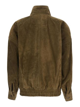 Saint Laurent Double-Breasted Suede Jacket - Green