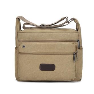 Generic Sac &agrave; dos en toile pour homme - Grande capacit&eacute; - Sac &agrave; dos d&eacute;contract&eacute; et sac &agrave; bandouli&egrave;re pour un usage quotidien, Largekhakis, Taille unique, Styl