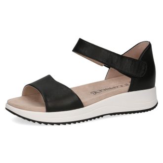 Caprice Damen Sandalen flach aus Leder Bequem, Schwarz (Black Nappa), 40 EU