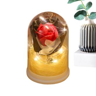 Generic Konservierte Rose - langlebige Blumenpracht, umh&uuml;llter bl&uuml;hender Blumenstrau&szlig; in Glash&uuml;lle | Bl&uuml;tendekoration, LED-beleuchtetes Blumengeschenk, besond