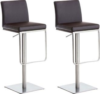 Clp 2er Set Barhocker Panama Kunstlederbezug braun edelstahl
