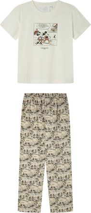 Women'secret Damen Pijama de Manga Corta Y Pantalón Largo Colección Multilicense Urban Schlafanzug, Elfenbeinfarben, XL