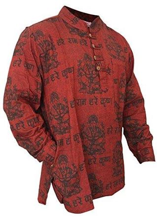Shopoholic Fashion Hommes L&eacute;ger Festif Hippie Chemise - Bordeaux, 4XL