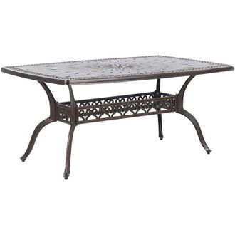 Beliani Table de Repas de Jardin 102 x 165 cm en Aluminium Effet M&eacute;tal Vieilli Marron Cuivr&eacute; Tr&egrave;s D&eacute;corative pour Jardin ou Terrasse Classique Beliani
