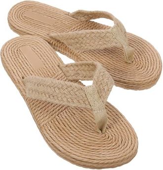 Hemobllo Chaussures De Plage Femme Paille Synthétique Pantoufles Décontractées Pour Extérieur Été Voyages Plage Shopping Fêtes