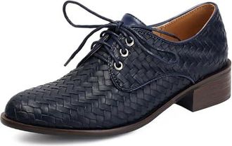 Generic Richelieu Richelieu à bout rond et à talon bas pour femme - Antidérapants - Chaussures décontractées pour le travail et le travail, Noir, 37 EU