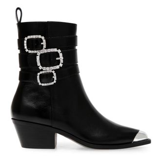 Steve Madden Kinship Schwarze Lederstiefel - - Shoes - Damen - Schwarzk - 37 1/2 EU