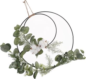 Angoily K&uuml;nstlicher Baumwollblumenkranz Wandbehang mit Doppeltem Metallring Wei&szlig; Pflegeleichte H&auml;ngegirlande f&uuml;r Wohnraum und Hochzeitdeko