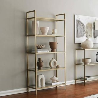 Dmora Bücherregal Delphini 80x30x165 cm Gold 5 Regale