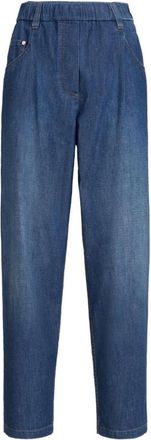 Brunello Cucinelli Femme, Jeans, Bleu, Taille: 40 FR Pantalon en denim &agrave; jambes larges