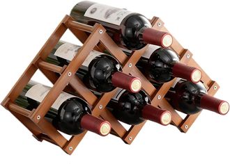 Generic Faltbares Weinregal, Weinregal Holz, Stabile Struktur, Flexibler Einsatz, Kein Zusammenbau Erforderlich, Geeignet für Arbeitsplatten und Schränke(Waln