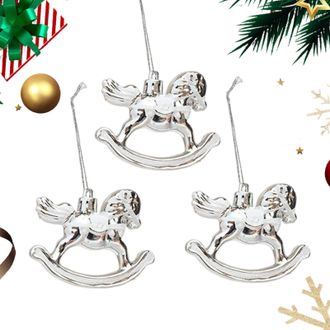 Generico Schaukelpferd Weihnachten - Weihnachtsdekoration f&uuml;r kleine Tiere, Set mit 3 -Anh&auml;ngern mit Kordel, zum Aufh&auml;ngen an der T&uuml;r, Weihnachtsbaumdekoration