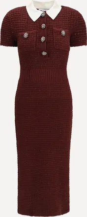 Self Portrait Knit midi Dress with statement buttons Female L