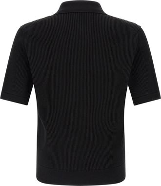 Dolce & Gabbana Micro-Ribbed Cotton Polo Shirt - Black