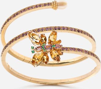 Dolce & Gabbana Armband Butterfly 18-karätiges Gelbgold, Zitrine, Amethyste Und Smaragde - Frau Armbänder Gold Gold S
