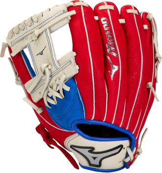 Mizuno Unisex-Jugendliche, Prospect Baseball-Handschuhe, K&ouml;nigsblau/Rot, Deep 3 Web, 27,9 cm, alle Positionen, Alter 7-8 Jahre