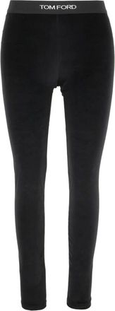 Tom Ford Femme, Pantalons, Noir, Taille: 40 FR Stretch Lustrous Velour Signature Leggings
