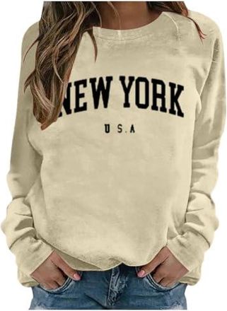 Generic Sweat-shirt graphique &agrave; col rond pour femmes, tendance, &agrave; manches longues, sweat &agrave; capuche Y2K, v&ecirc;tements universitaires, confort universitaire, sweat