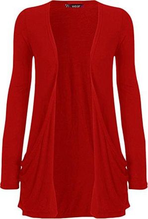 WearAll Cardigan boyfriend à manches longues pour femme 36-50, Rouge, XXL (grande taille)