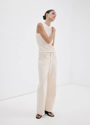 Mango Stricktop mit Lochmuster ecru - Damen - XXL - MANGO