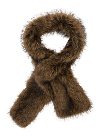 Bazar Deluxe Womens Scarf Ecoleather Fur Brown Scarfs