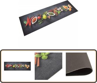 vidaXL K&uuml;chenteppich Waschbar Gew&uuml;rze 60x180 cm Samt - K&uuml;chenl&auml;ufer - Samt - pvc - Rutschfest - Maschinenw&auml;sche