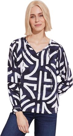 Street One Damen A344663 Print Tunika Bluse, deep Blue, 44