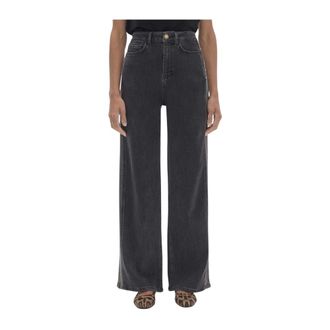 Lola Casademunt Pantalon Droit Long en Denim - Femme - Jeans - Noir - Taille: 42 FR