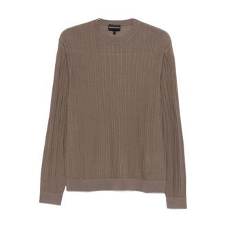 Emporio Armani Pullover aus Schurwolle mit gepr&auml;gtem Jacquardmuster - - Knitwear - Herren - Braun - L
