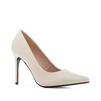Andres Machado Escarpins pour Femme por l´été en Simili Cuir à Bout Pointu - AM5371 - Talon Aiguille - Largeur spéciale - Bout Pointu -Beige, EU 33