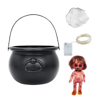 Generic Hexenkessel Nebelsch&ouml;pfer - Halloween Black Pots, Hexenkessel T&ouml;pfe | Gruselige Atmosph&auml;re Dekoration mit LED-Lichtern Dekorationswerkzeug