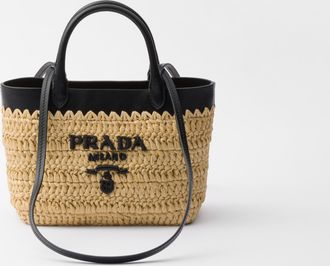 Prada Mini Tote Bag aus Häkelarbeit und Leder