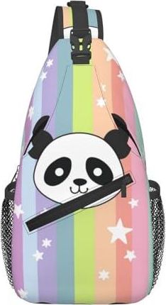 Generic Rainbow Star Panda Sac &agrave; bandouli&egrave;re de voyage pour homme Sac &agrave; dos de randonn&eacute;e