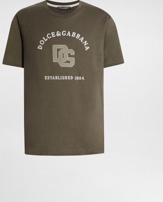 Dolce & Gabbana Cotton T-shirt With Print And Embroidery - Mann T-shirts Und Polos Grey 50