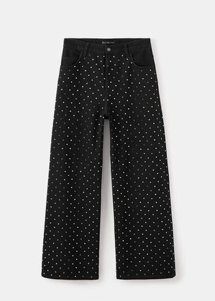 Mango x Kaia Gerber - Jean baggy 100 % coton avec clous - Noir