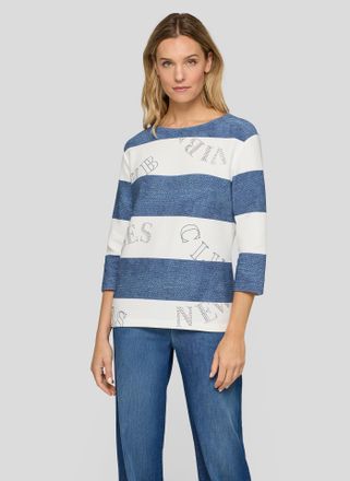 Rabe 3/4-Arm-Shirt RABE, Damen, Gr. 36, blau (pazifik), Jersey, Obermaterial: 76% Baumwolle, 16% Polyester, 8% Elasthan, gestreift, regular fit normal, Run