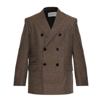Ami Blazer en laine &agrave; double fente - Homme - Vestes - Brun - Taille: XL