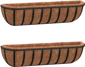 vidaXL Vidaxl - Jardini&egrave;res murales 2 pcs en coco noir 91x20x23 cm acier