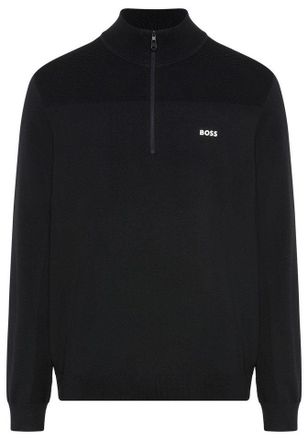 HUGO BOSS Strickpullover Stehkragen mit Rei&szlig;verschluss, Regular Fit