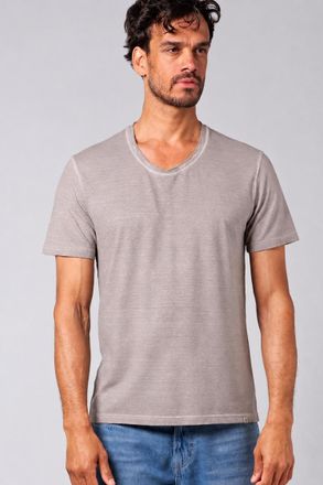Hempage Hempage Herren vegan T-Shirt Rolled V-Neck Thistle Beige
