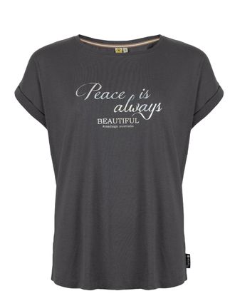 Roadsign Damen T-Shirt mit Peace-Motiv für entspannte Casual-Looks anthrazit, 2XL